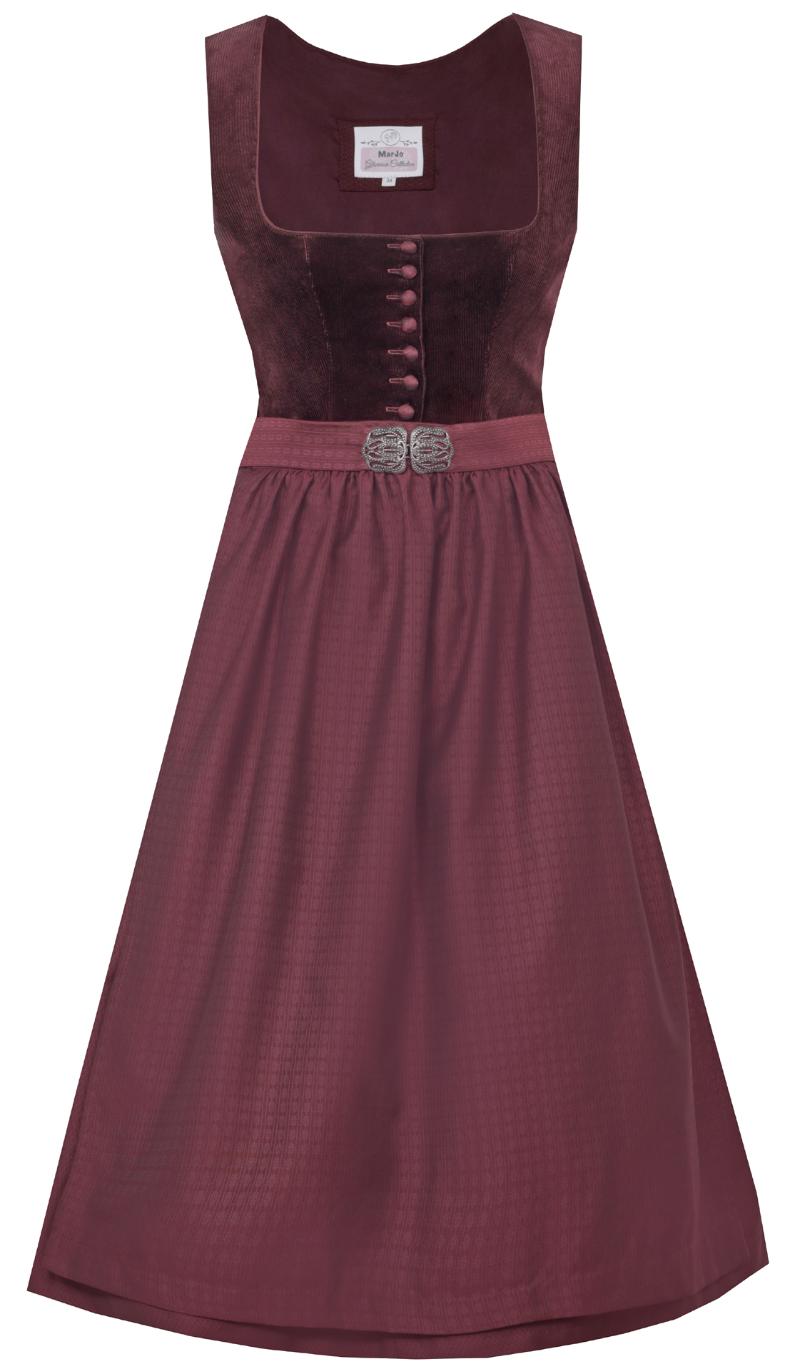 Dirndl midi 70 cm Osterhofen bordeaux rot dunkelrot Cord Marjo | Dirndl ...