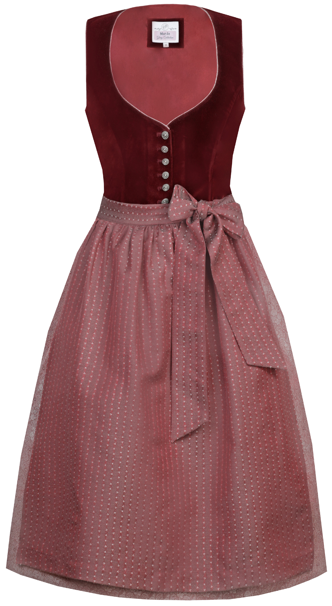 Dirndl midi 68 cm Rosa rubin dunkelrot rot Samt Marjo | Dirndl midi 68 cm Rosa rubin dunkelrot ...